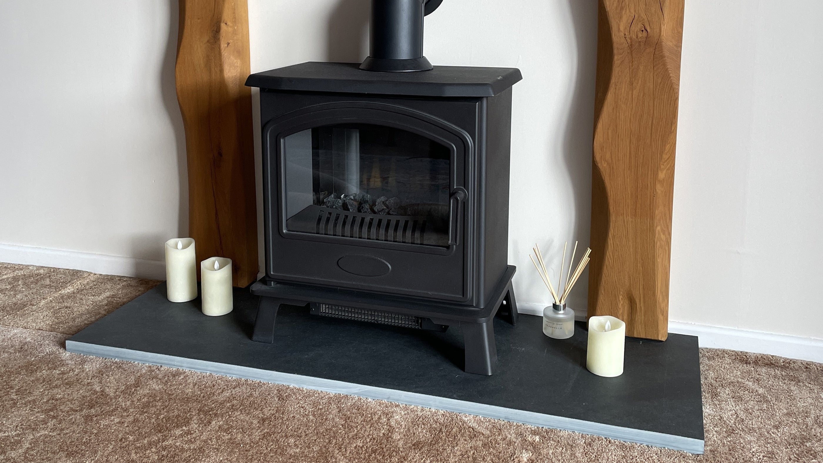 Brazilian Black Riven Slate Hearth - Mrs Stone Store
