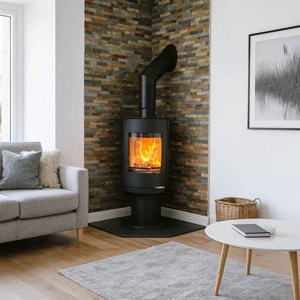 Pentagon Shape Slate Hearth, Black, Grey, Fireplace